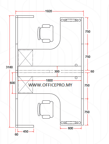 Workstation Office Cluster Of 2 Seater | Office Cubicle | Office ...