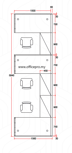 IP60+30-EXR-3 Office Workstation Office Cluster Of 3 Seater | Office ...