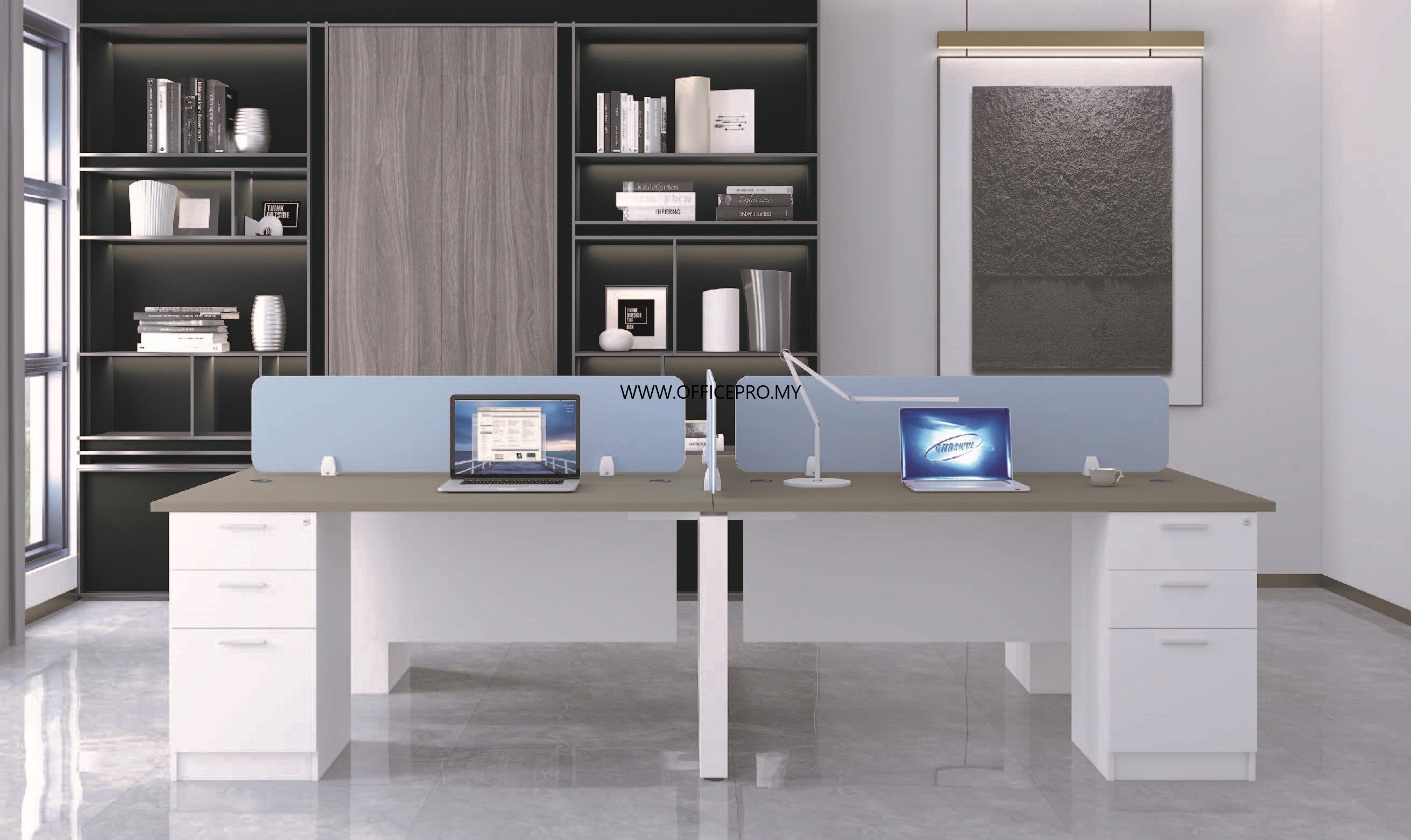 Office Workstation Cluster Of 4 Seater With Fixed Pedestal | Office ...