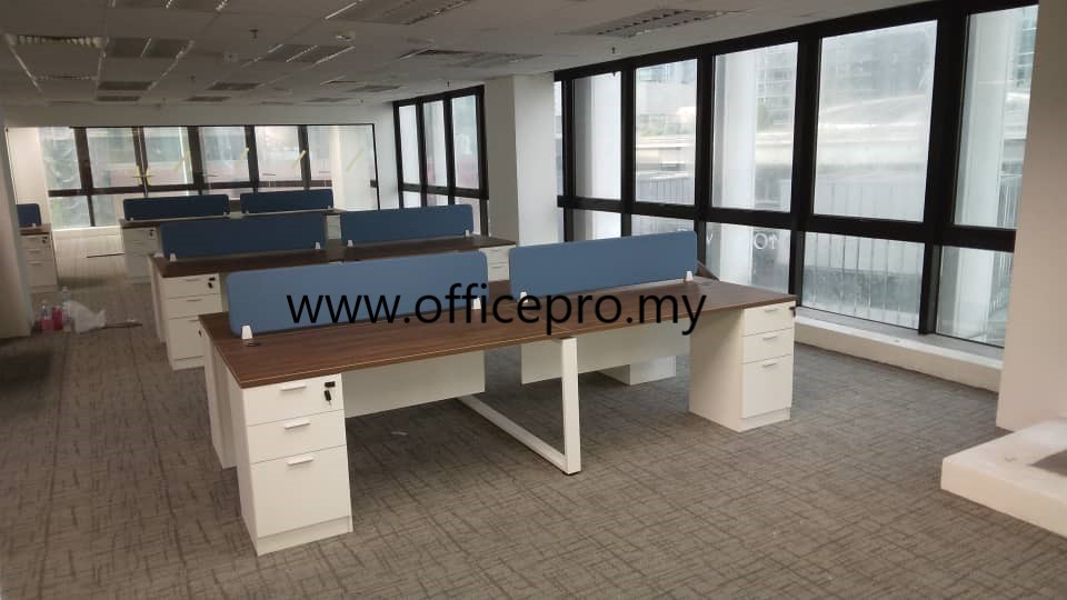 Office Workstation Cluster Of 4 Seater With Fixed Pedestal | Office ...