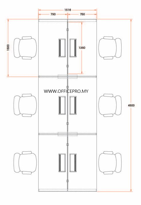 IP 16-UTWR6 Office Workstation Table Cluster Of 6 Seater | Office ...